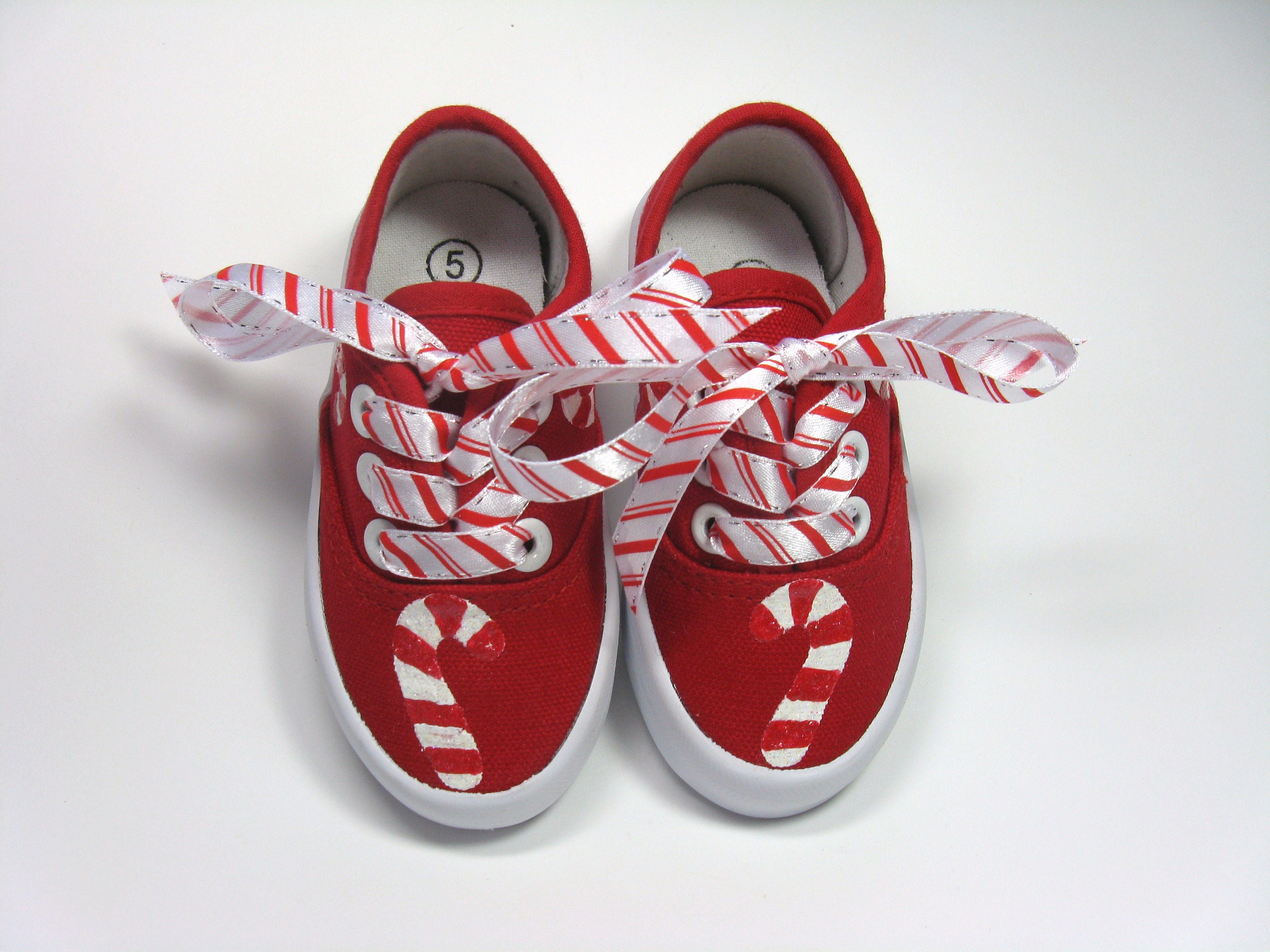 Candy Cane Shoes Christmas Sneakers Hand Painted for a Baby | Etsy
