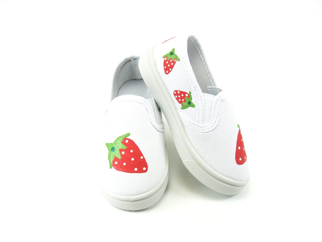 Strawberry Slip on Shoes, Hand Painted Sneakers for Toddlers - Etsy