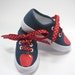 Red Apple Shoes, Hand Painted Blue Denim Sneakers for Toddlers - Etsy