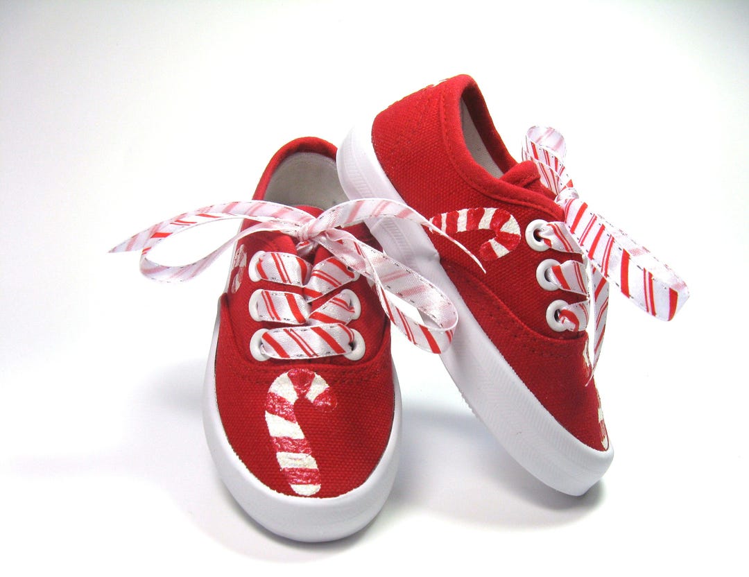 Candy Cane Shoes, Christmas Sneakers Hand Painted for Toddlers - Etsy