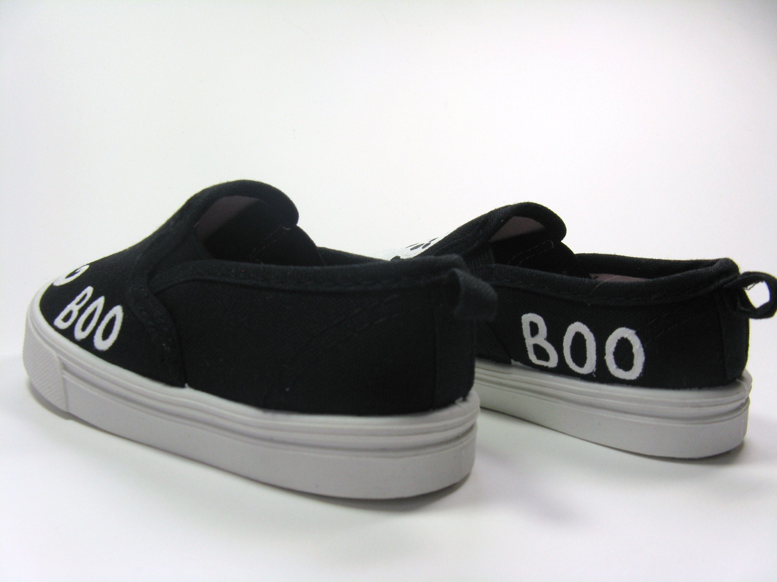 Ghost Shoes Halloween Black Slip Ons Hand Painted For Baby or | Etsy