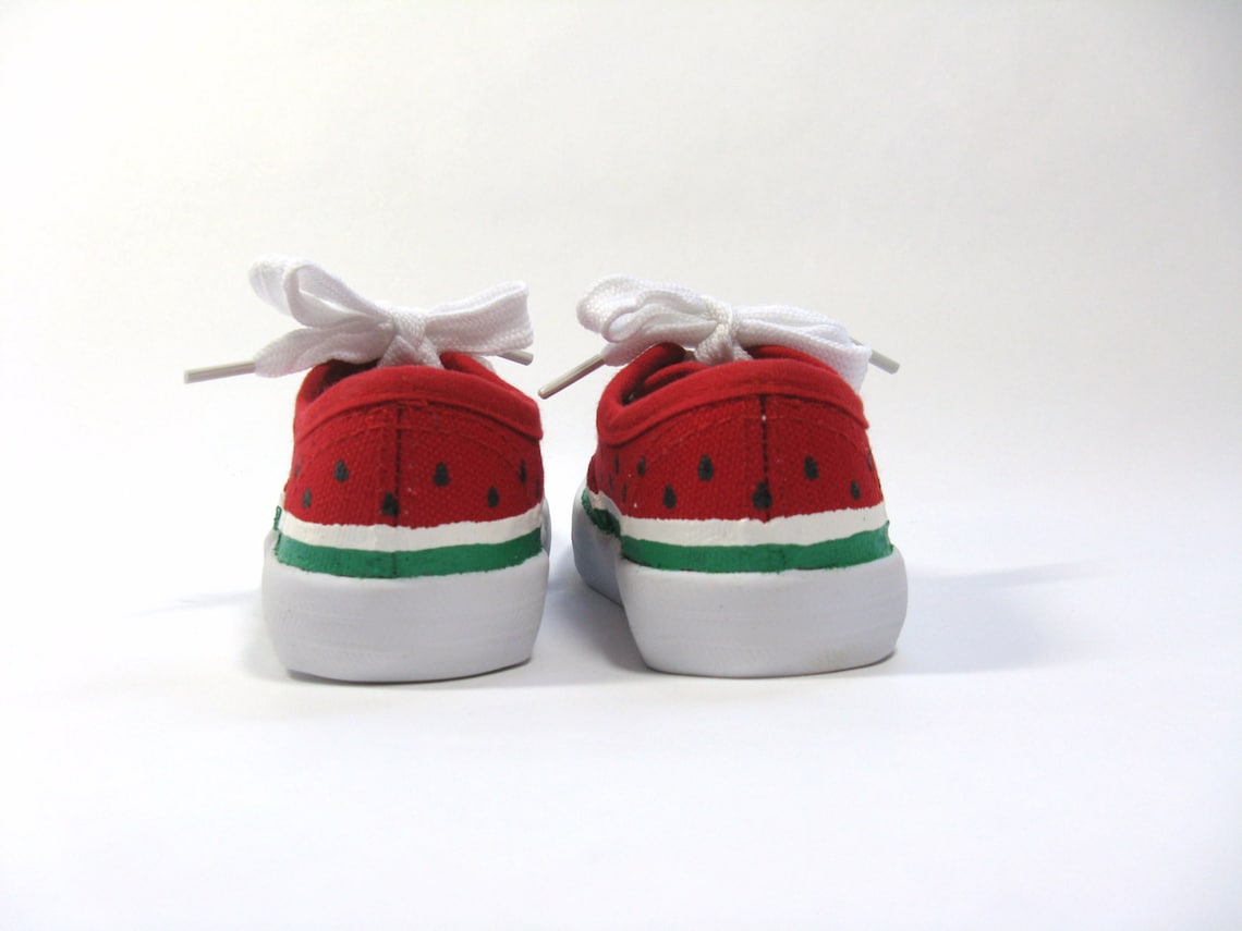 Watermelon Shoes Hand Painted Red Sneakers For Baby and | Etsy