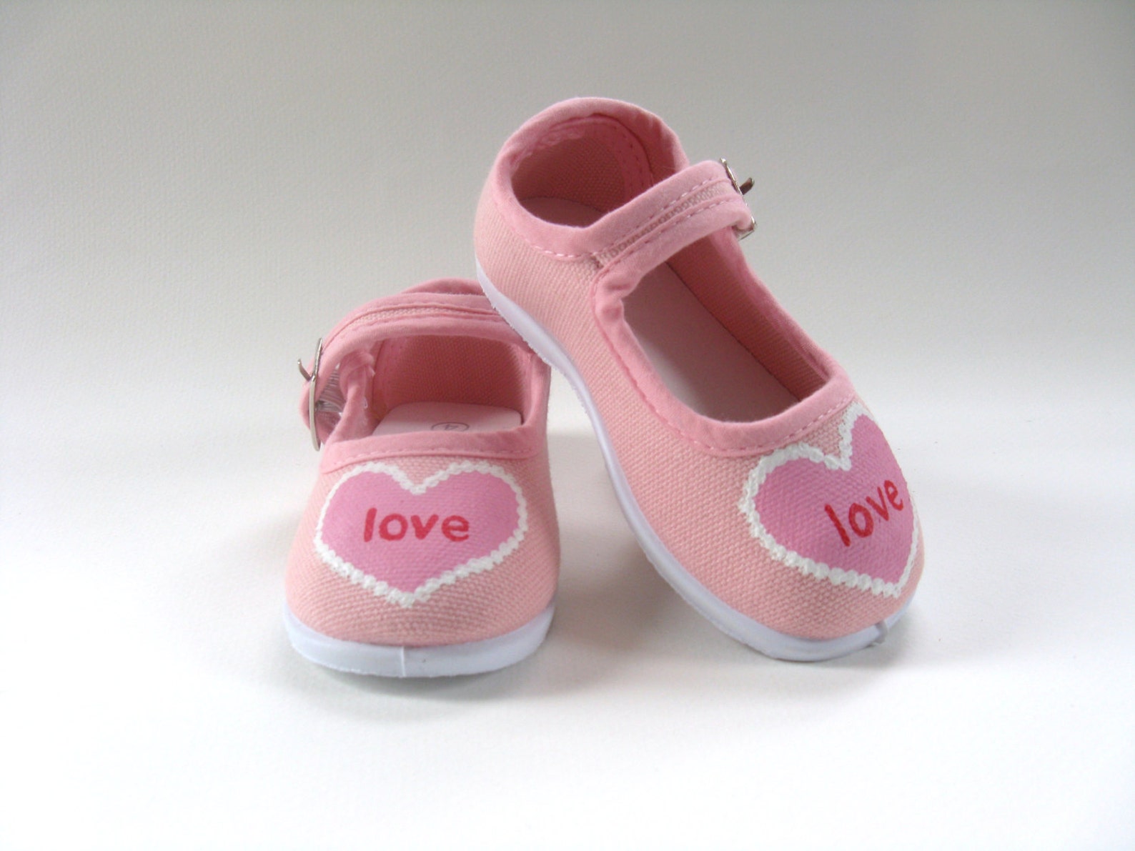 Valentine Heart Pink Shoes Hand Painted Mary Jane's for - Etsy
