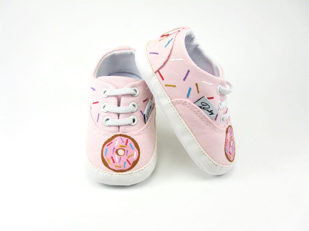 Donut Baby Shoes With Rainbow Candy Sprinkles, Hand Painted Pink Crib ...