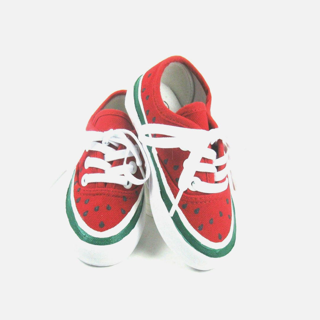 Watermelon Shoes, Hand Painted Red Sneakers for Toddlers - Etsy