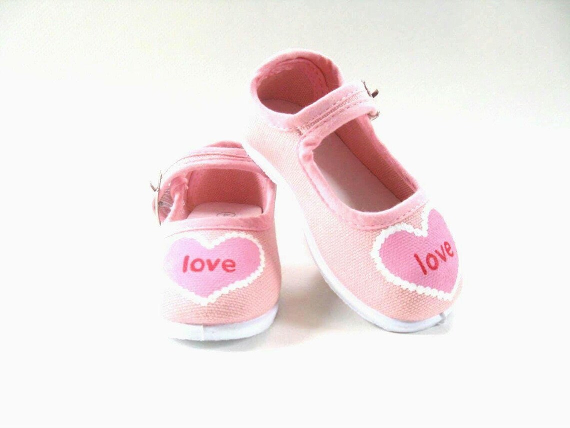 Valentine Heart Pink Shoes, Hand Painted Mary Jane's for Toddlers - Etsy