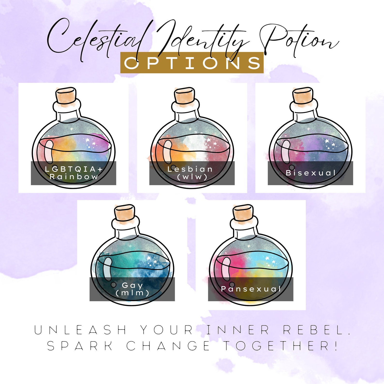 LGBTQIA Celestial Identity Potion Stickers - Etsy