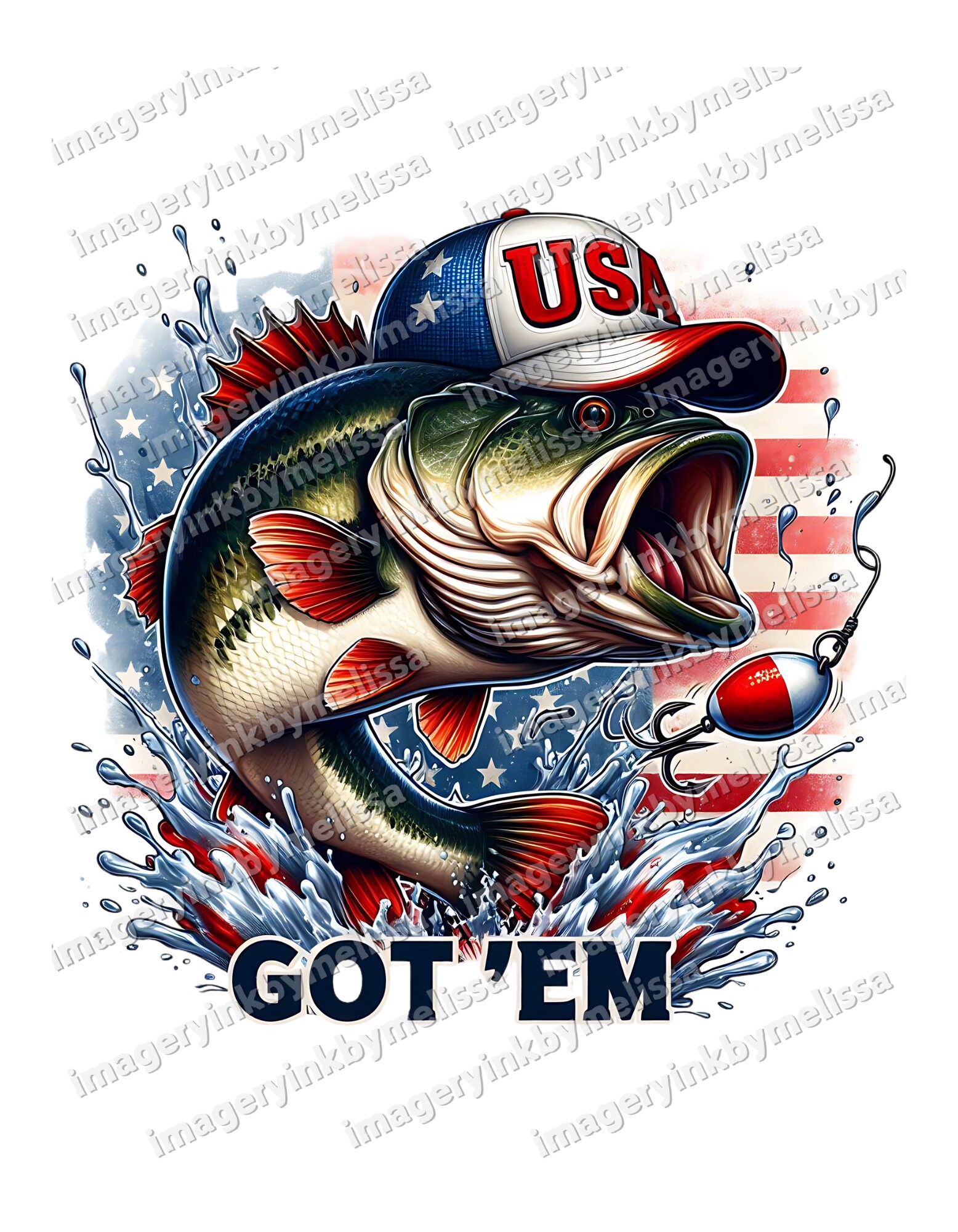 Bass Fish USA Png Sublimation Design Download, Fishing Png, Bass Fish ...