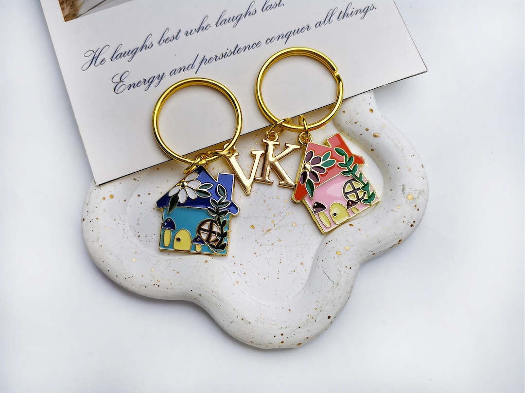 Customized Initials Mini House Keychain Decor Gift for Her, Cute House ...