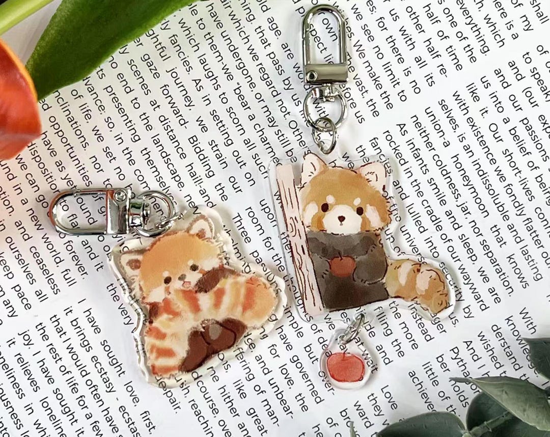Cute Red Panda Keychain Bag Decor Key Holders Purse Charm, Red Panda ...