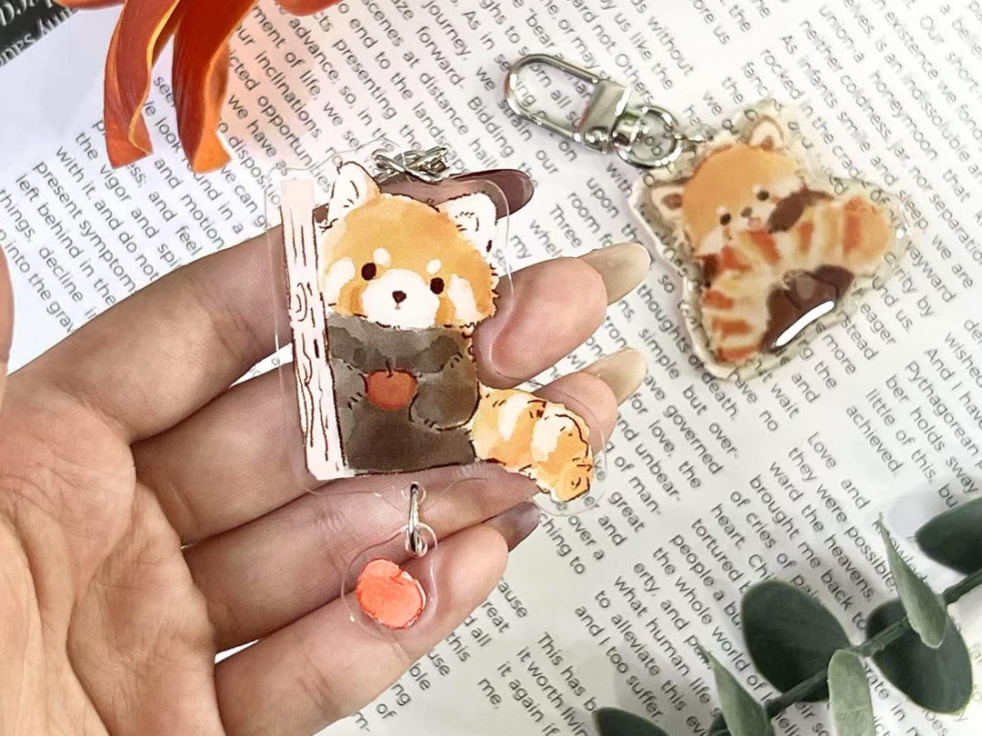 Red Panda Keyring Bag Decor Key Holders Purse Charm, Cute Red Panda ...