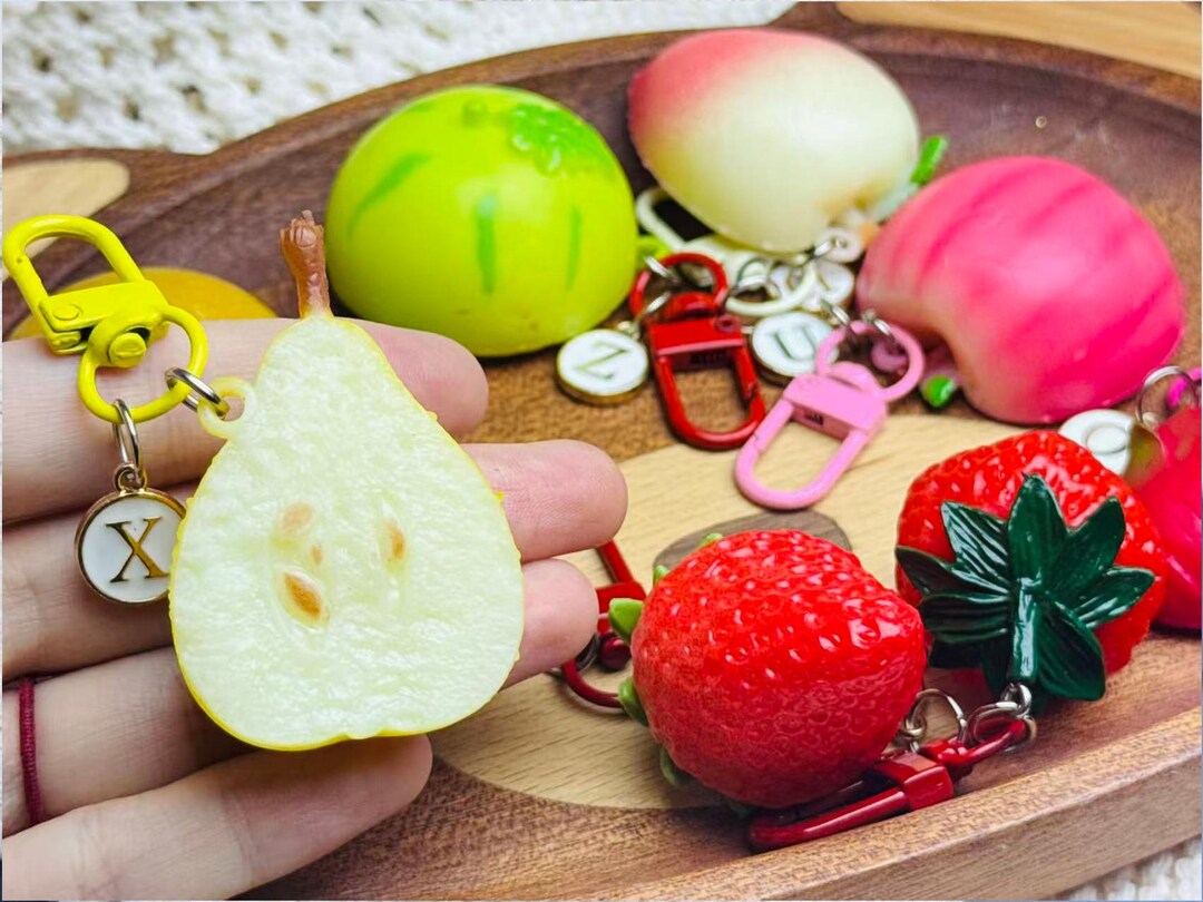 Personalization Fruit Keyring for Bag Charm Gift for Her, Strawberry ...