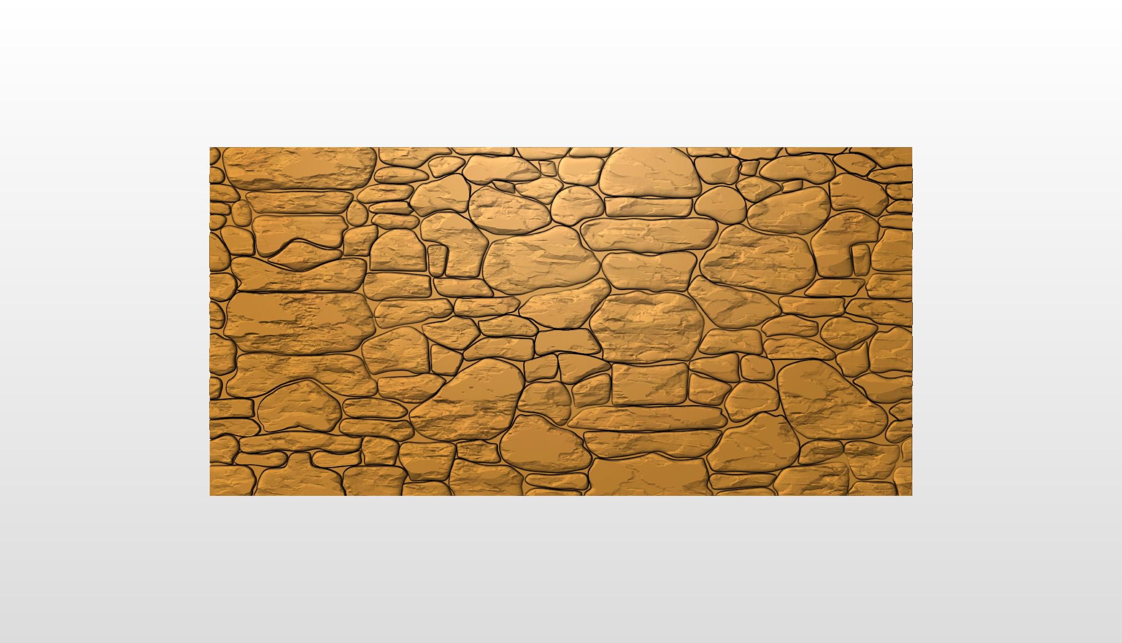 Realistic Stone Wall Texture STL File for CNC and 3D Printing | Rustic ...
