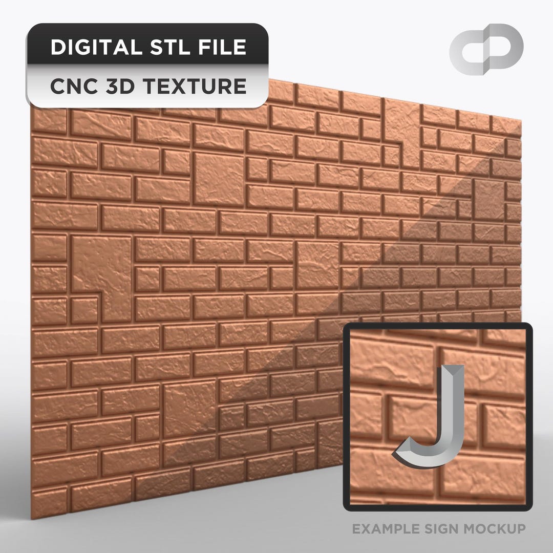 3D Brick Texture for CNC | Realistic Brick Pattern STL File | Custom ...