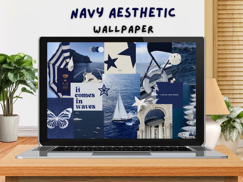 Navy Aesthetic Laptop & Desktop Wallpaper - Etsy UK