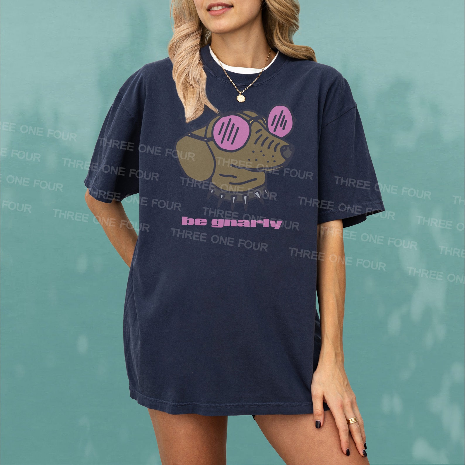Funny Dog T-shirt, Be Gnarly Puppy With Pink Sunglasses Graphic Tee ...