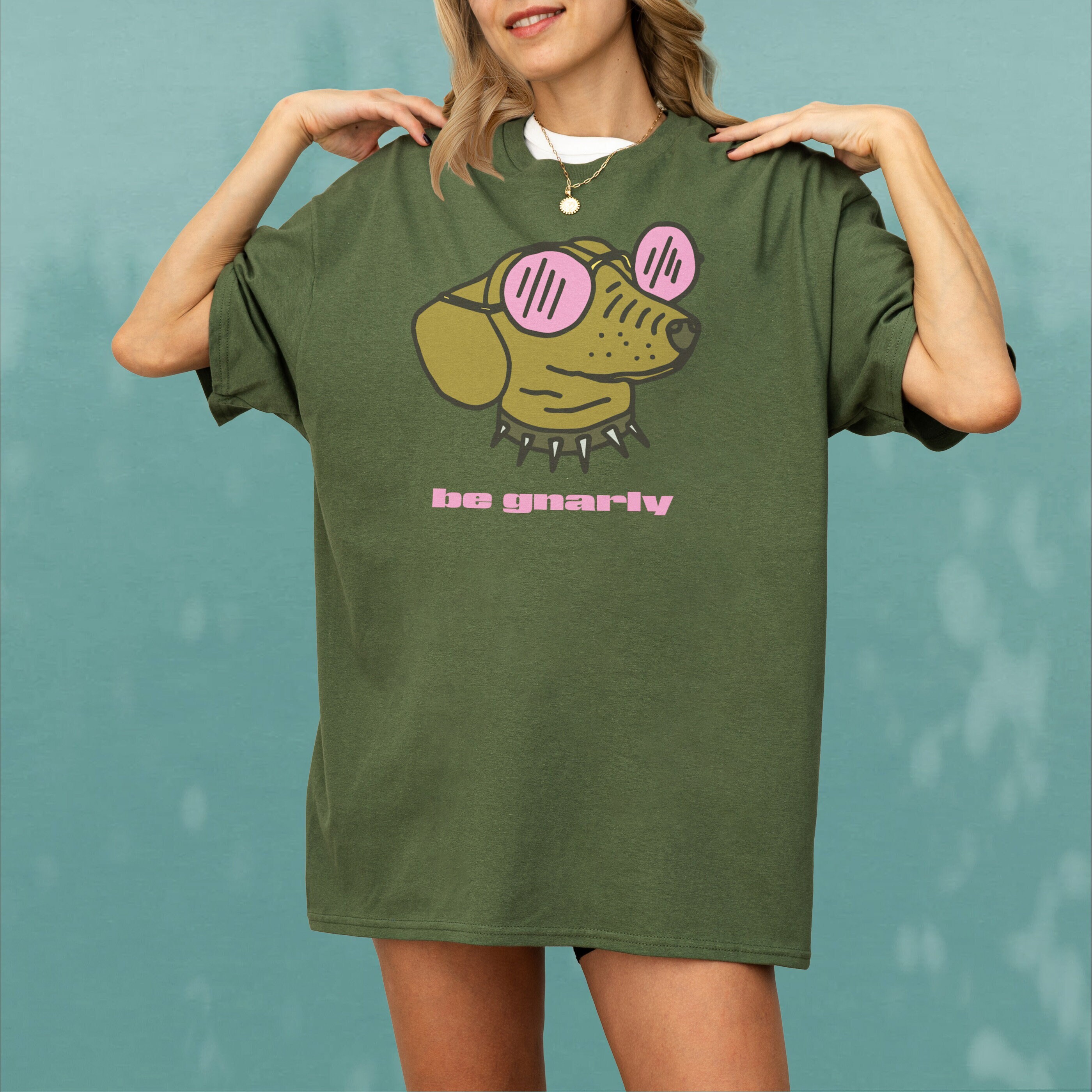 Funny Dog T-shirt, Be Gnarly Puppy With Pink Sunglasses Graphic Tee ...