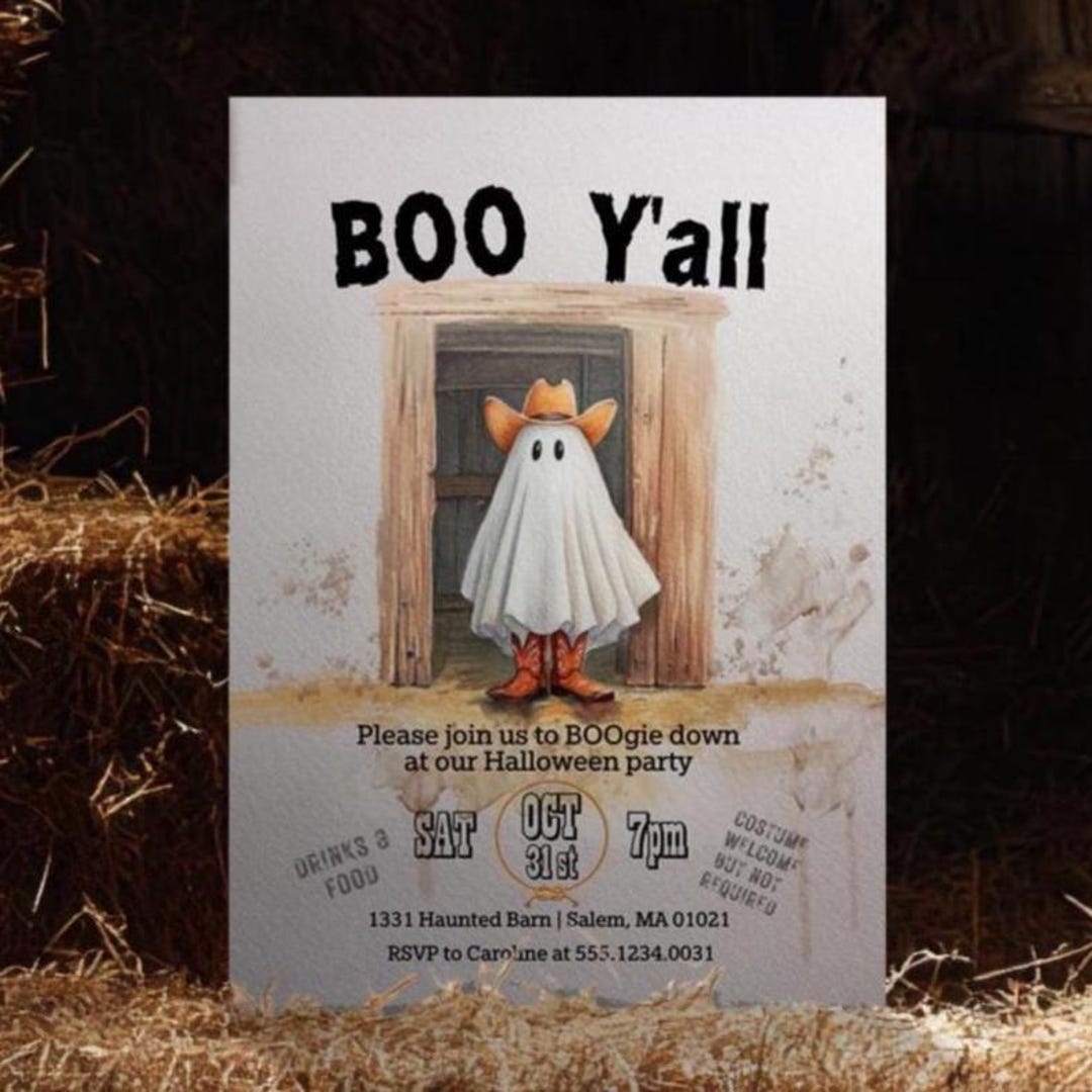 Halloween Party Invite Country, Cowboys, Cowgirls, Boogie Down, Boo Y ...