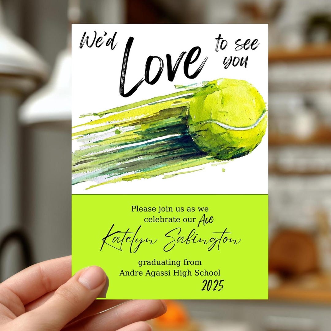 Graduation Invitation Tennis Player - Tennis Party Invite | Editable ...