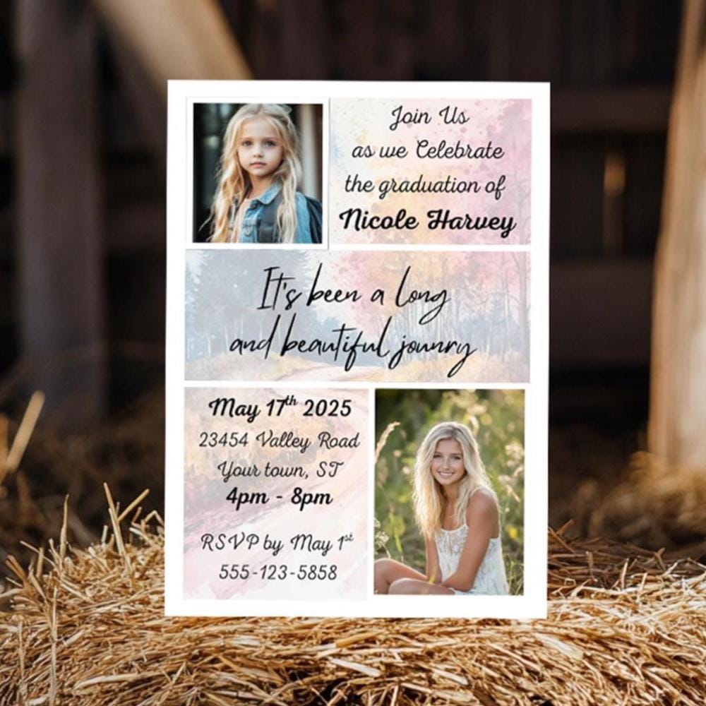 Graduation Party Invitation - Then-and-now Moment Old Photo and Senior ...