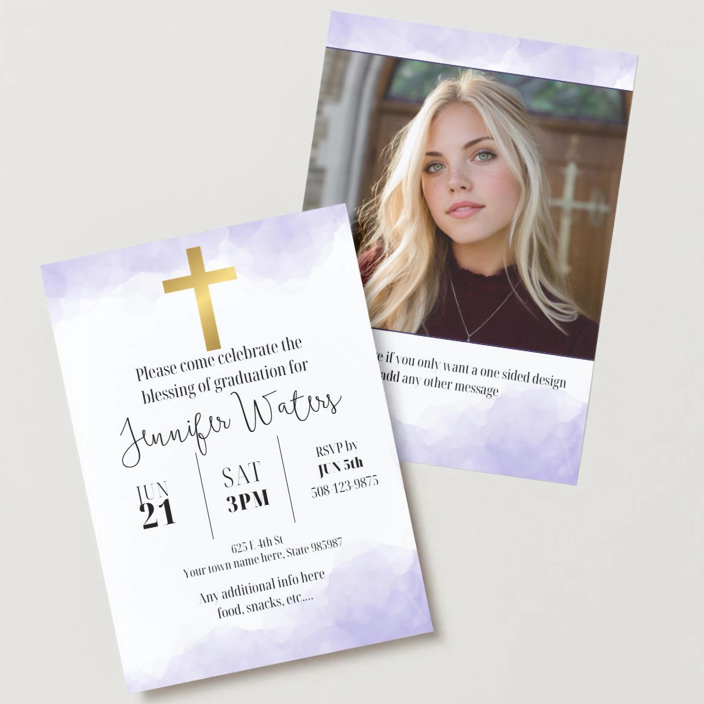 Graduation Party Invitation Religious | Printable Template | Christian ...