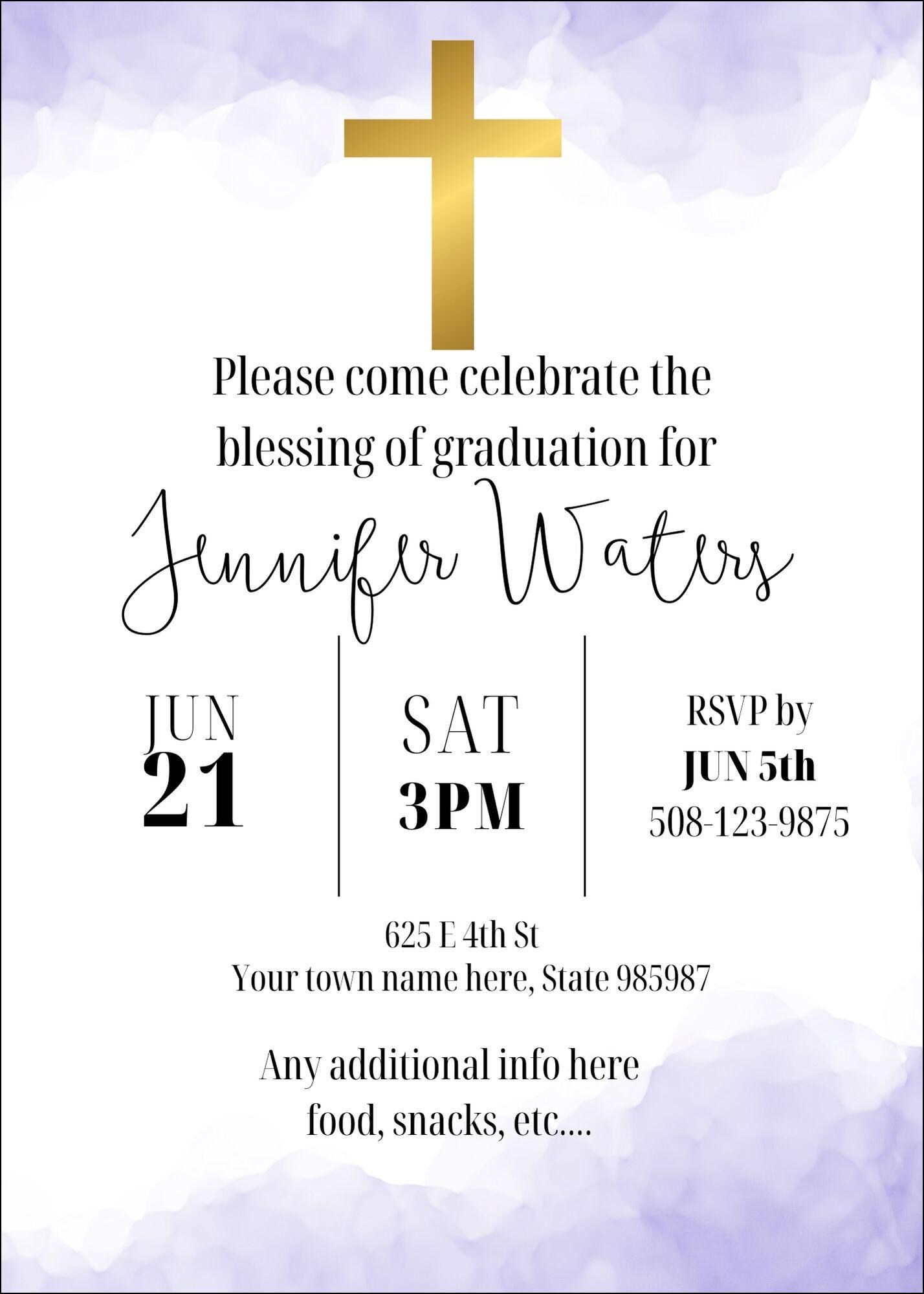 Graduation Party Invitation Religious | Printable Template | Christian ...