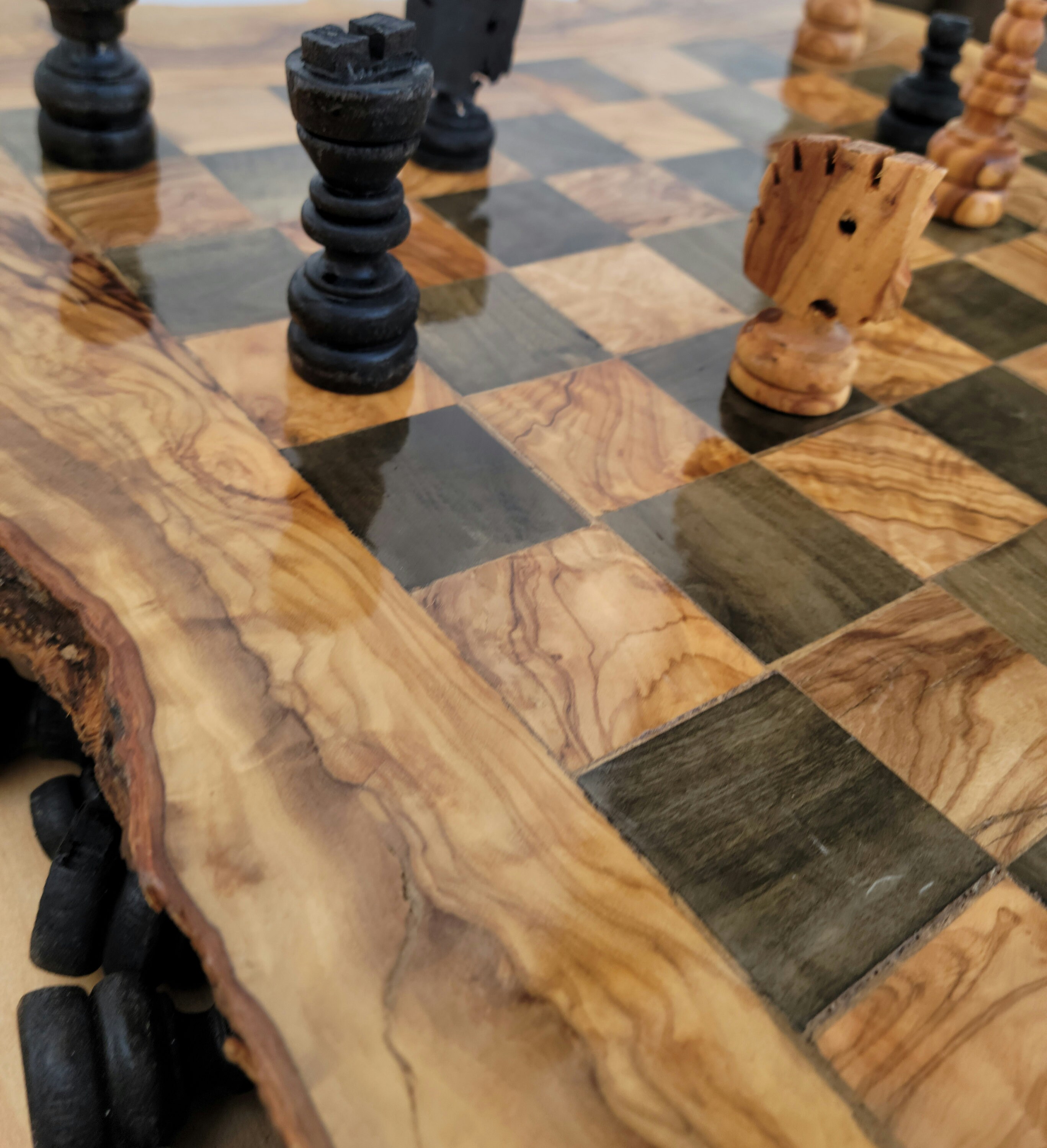 Handcrafted Olivewood Chess Set - Big Chess Board With Storage and ...