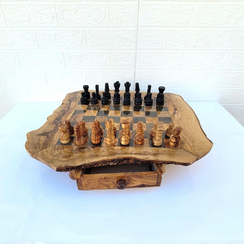 Handcrafted Olivewood Chess Set - Big Chess Board With Storage and ...
