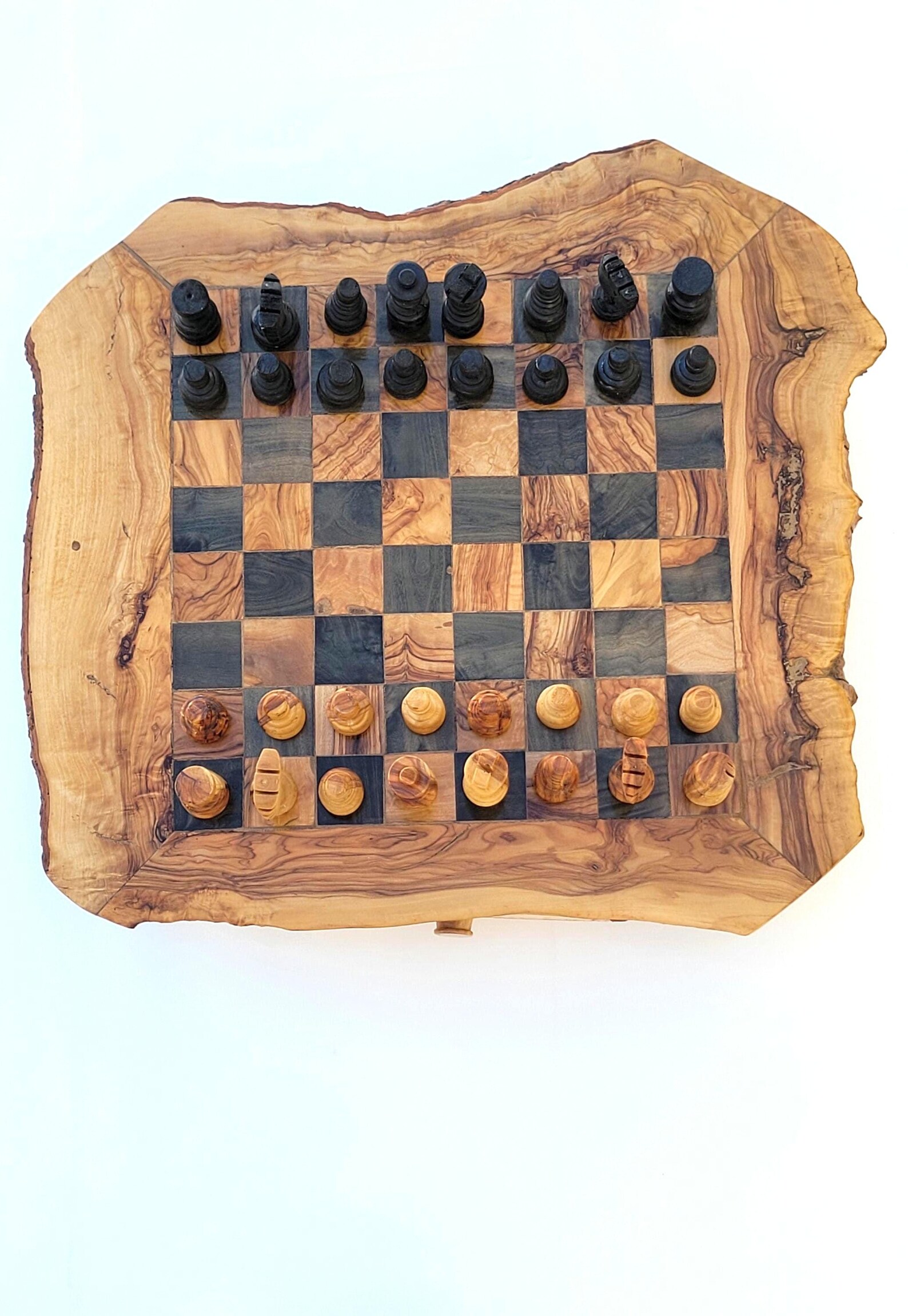 Handcrafted Olivewood Chess Set - Big Chess Board With Storage and ...