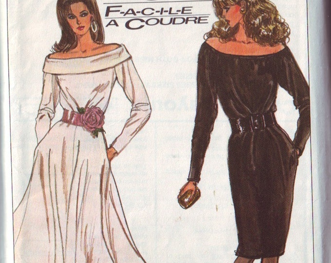 Simplicity 8348, Vintage 80s Off-the-shoulder Dress Pattern UNCUT, Size ...