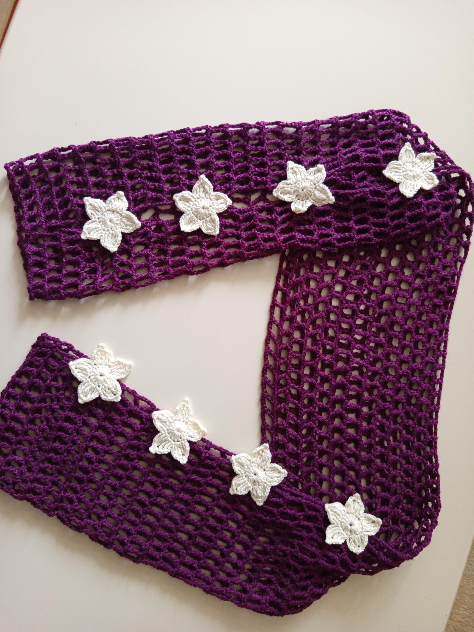 Crochet Flower Motif Fishnet Decoration, Handmade Fishnet Bolero ...