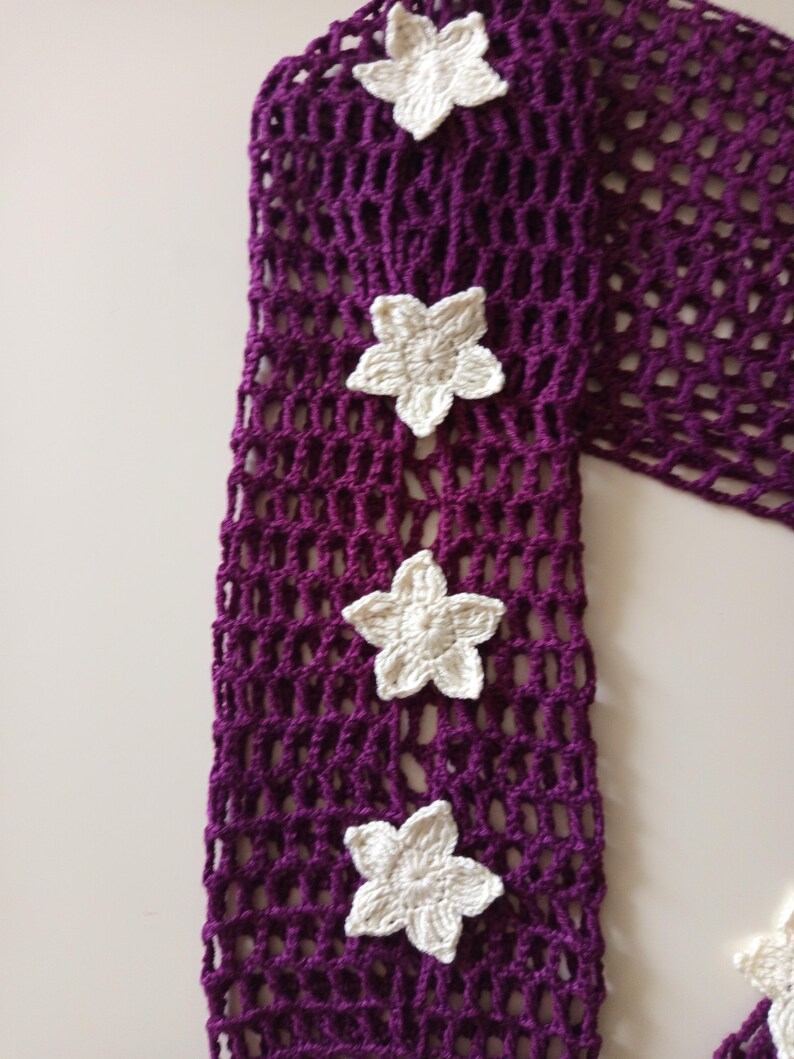 Crochet Flower Motif Fishnet Decoration, Handmade Fishnet Bolero ...