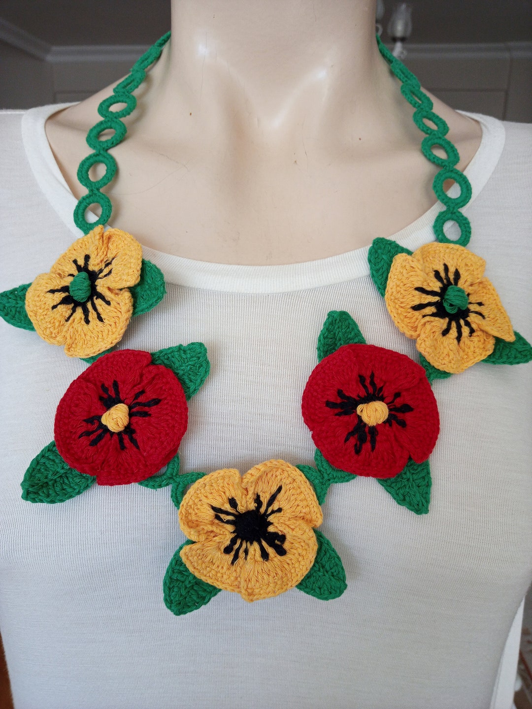 Turkish Oya Necklace-crochet Flowers Necklace-oya Necklace-crochet ...