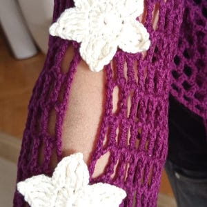 Crochet Flower Motif Fishnet Decoration, Handmade Fishnet Bolero ...