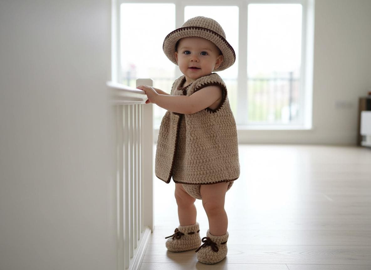 Fluffy Chenille Chunky Crochet Baby Christmas Costume, Brown Baby Vest ...