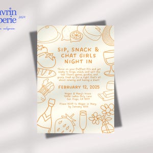 Girls Night Pajama Sleepover Movie Night Galentines Valentine Invite ...