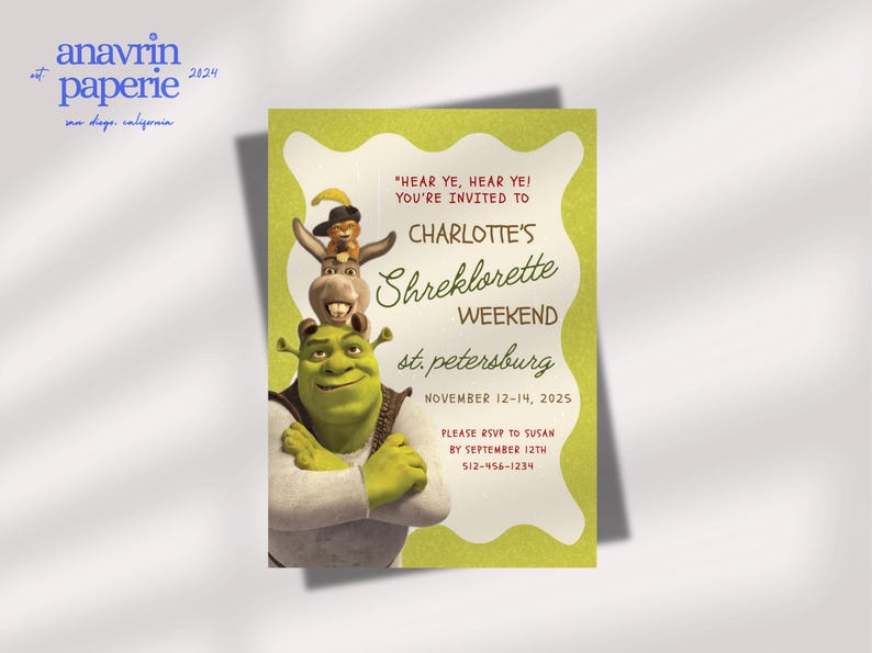 Shrek Swamp Whimsical Ogre Party Invitations, | Custom Templates for ...