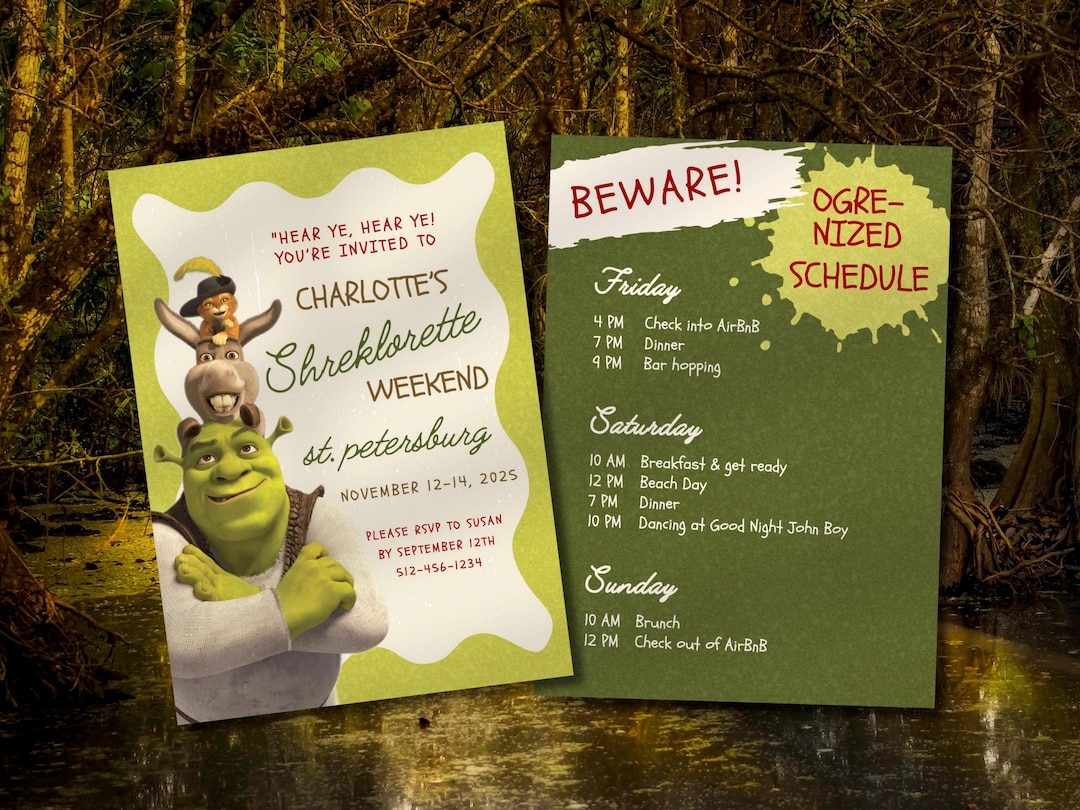 Shrek Swamp Whimsical Ogre Party Invitations, | Custom Templates for ...