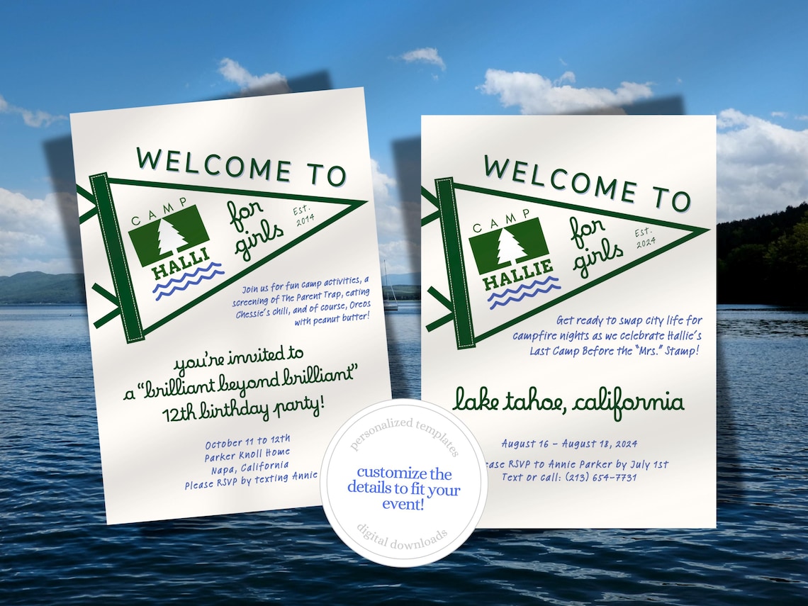Camp Walden for Girls Parent Trap Themed Invitation | Custom Digital ...