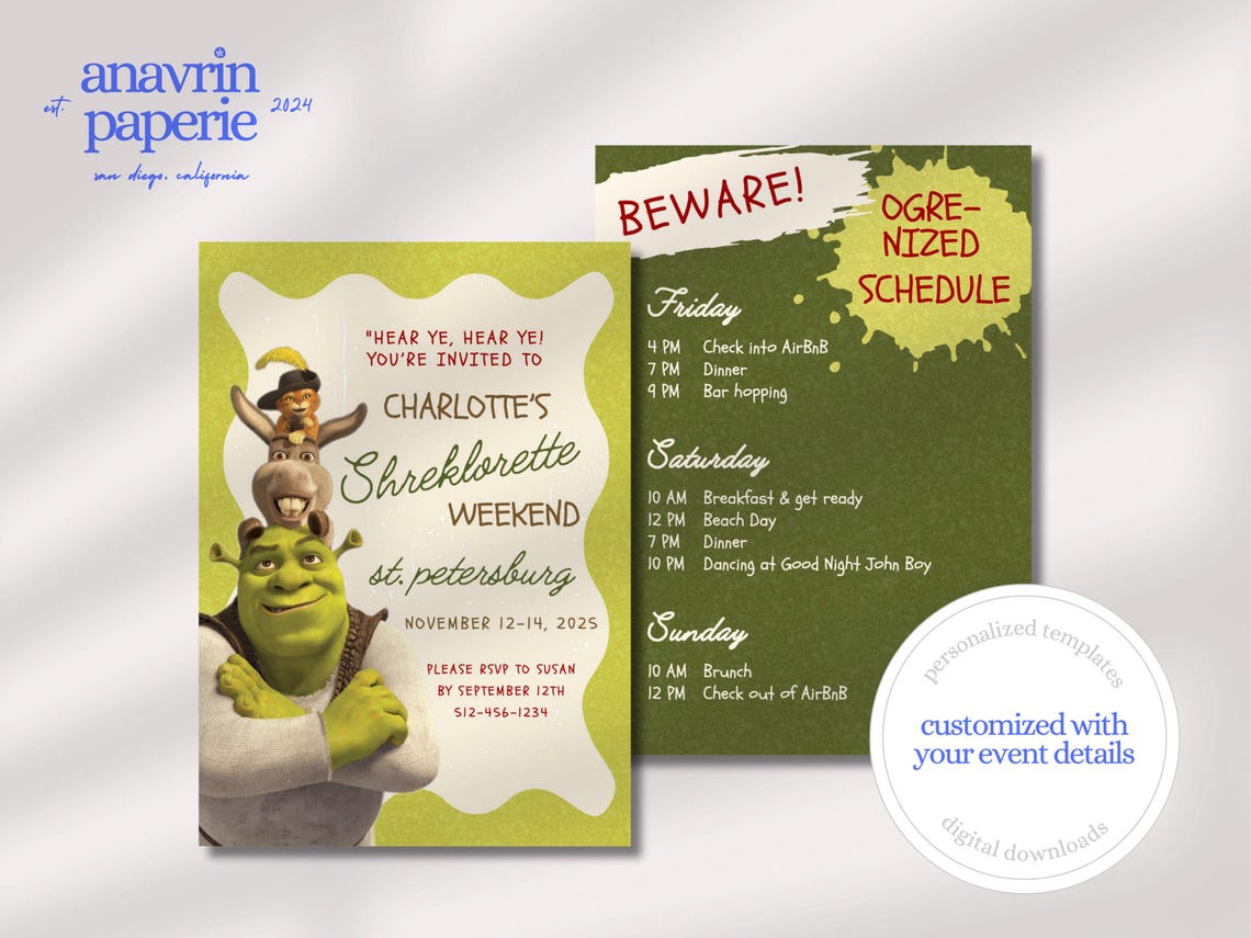 Shrek Swamp Whimsical Ogre Party Invitations, | Custom Templates for ...