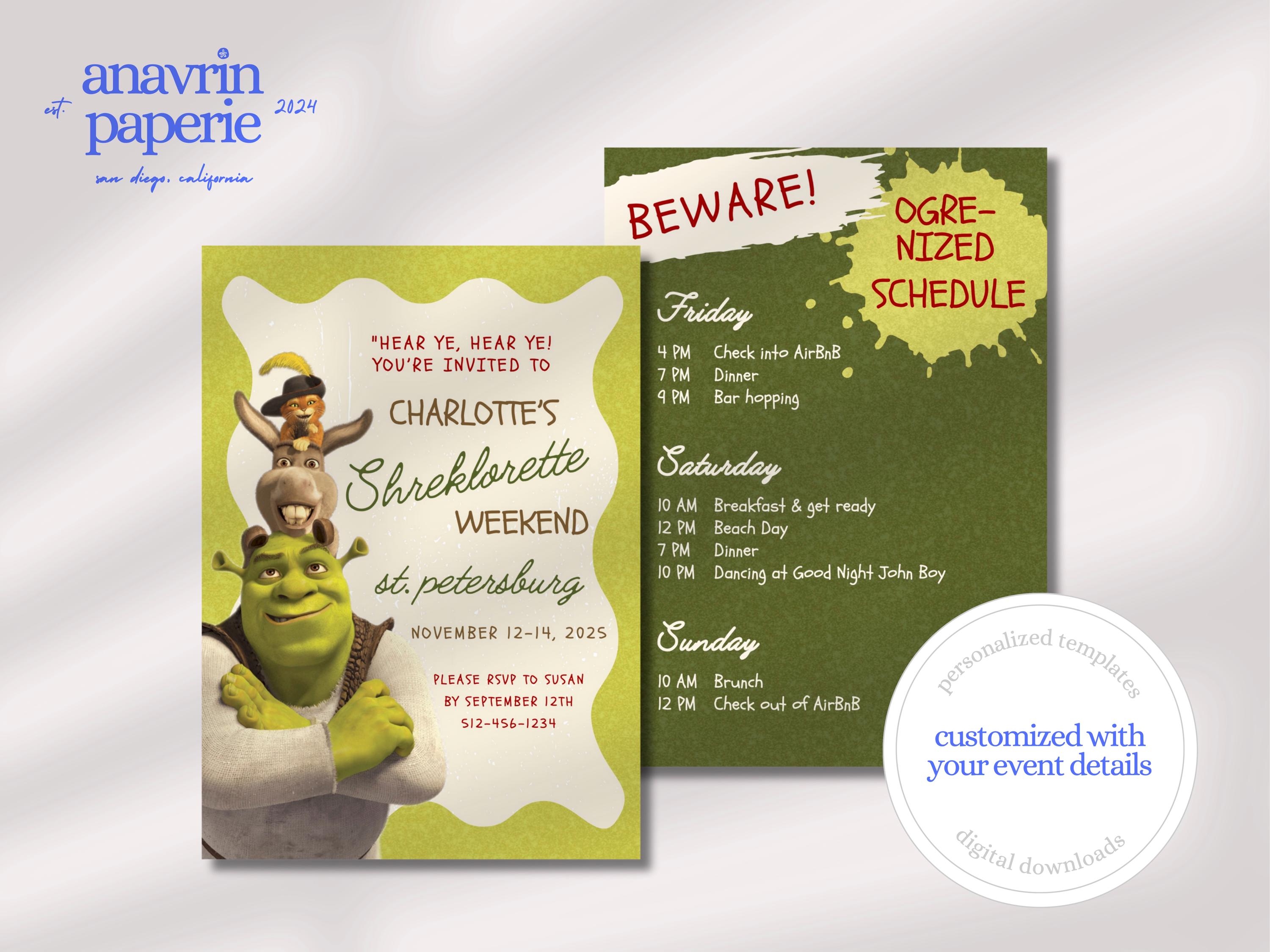 Shrek Swamp Whimsical Ogre Party Invitations, | Custom Templates for ...