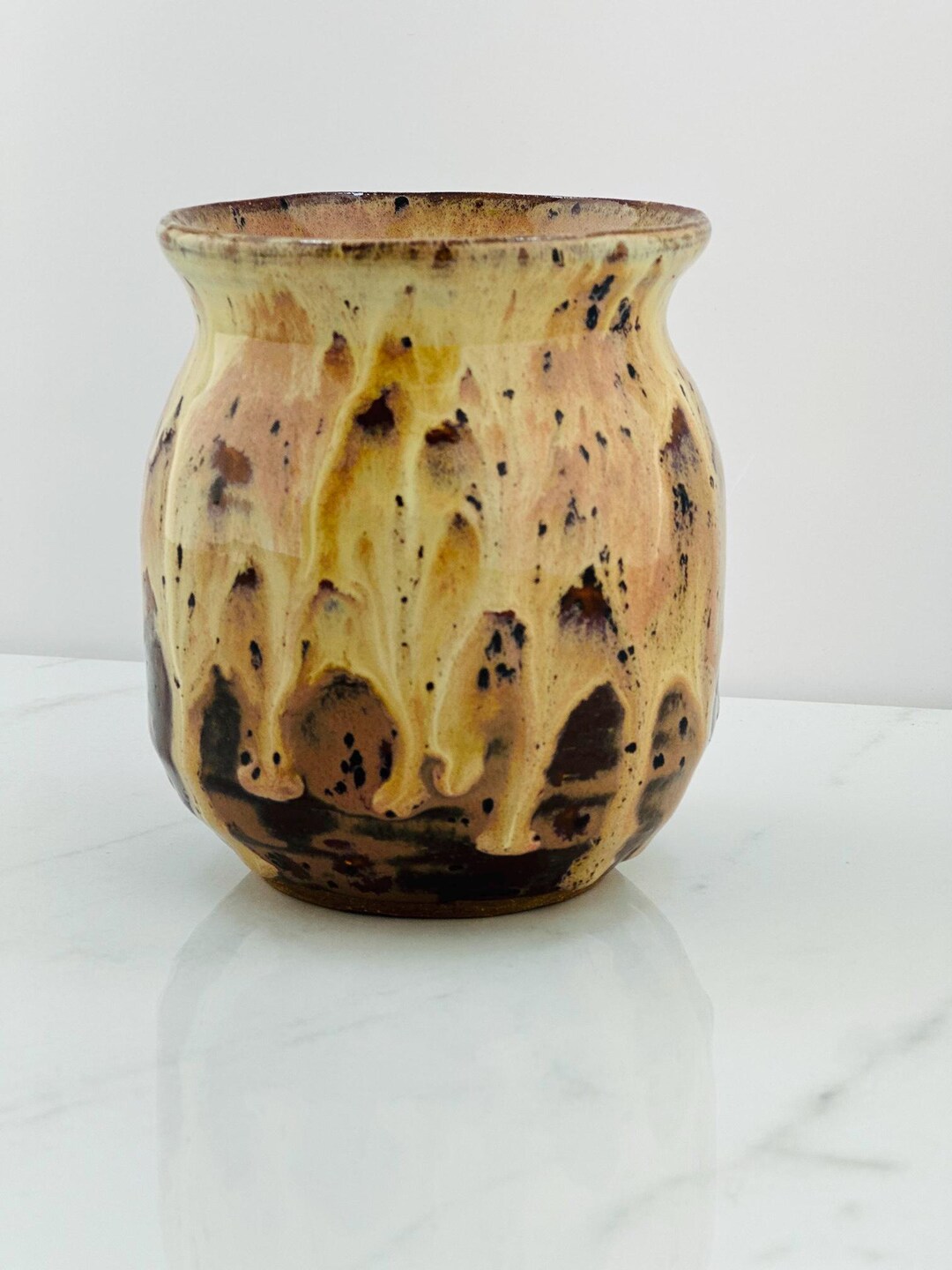 Small Drippy Glaze Vase: Wheel Thrown Pottery (3.5x4x3.5 Inches) - Etsy
