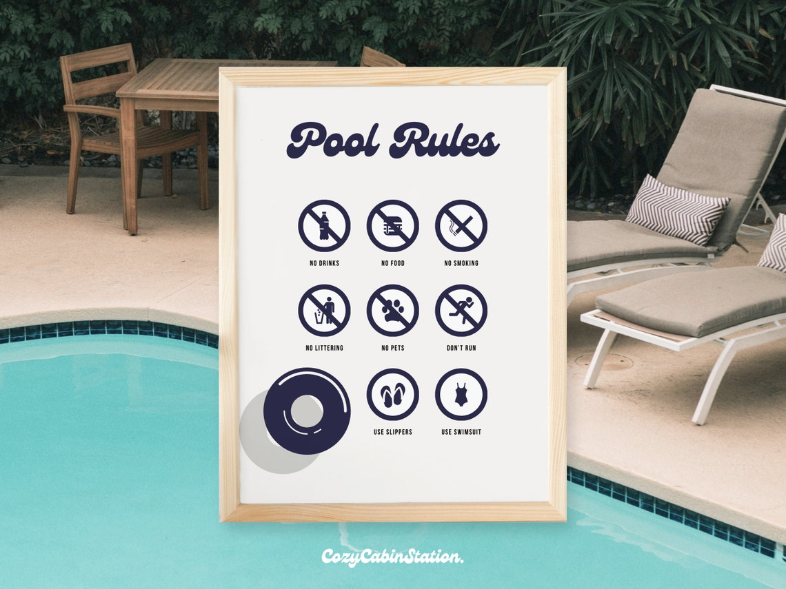 Pool Rules Sign Safety Sign Airbnb Rules Printable PDF Editable Canva ...
