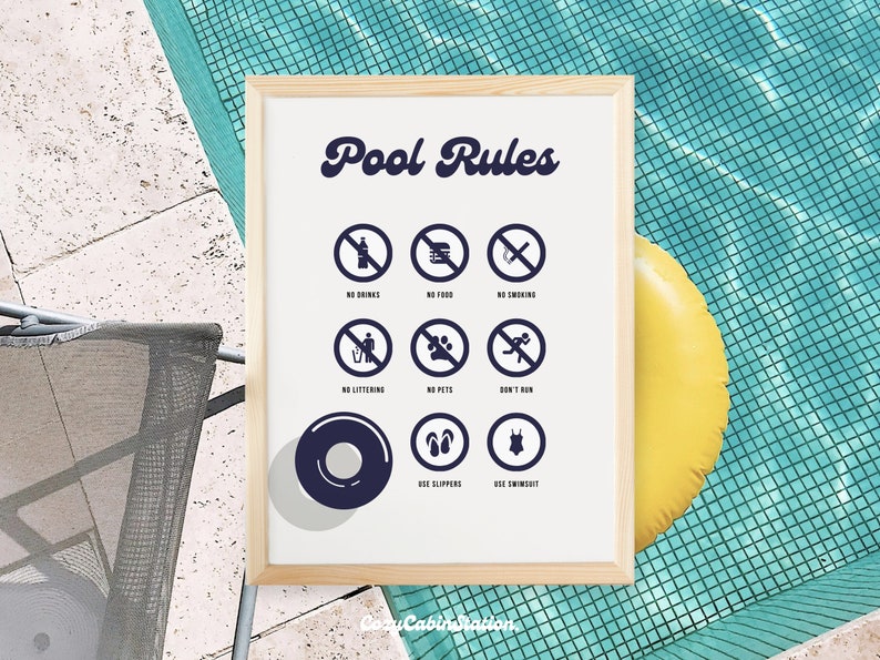 Pool Rules Sign Safety Sign Airbnb Rules Printable PDF Editable Canva ...