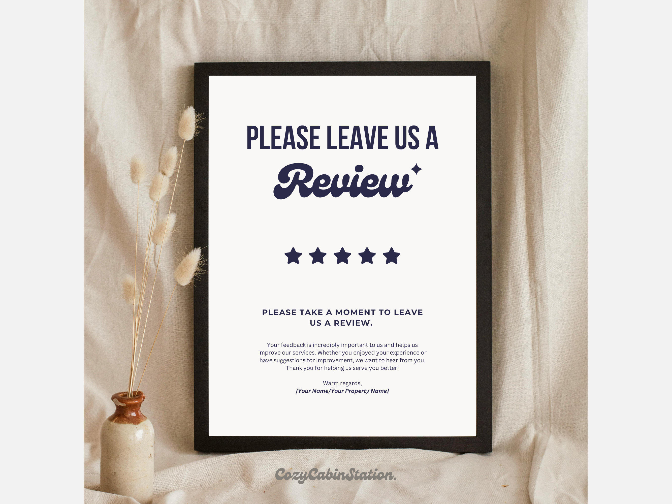 Please Leave a Review Sign Template Leave a Review Sign Airbnb Hotel ...