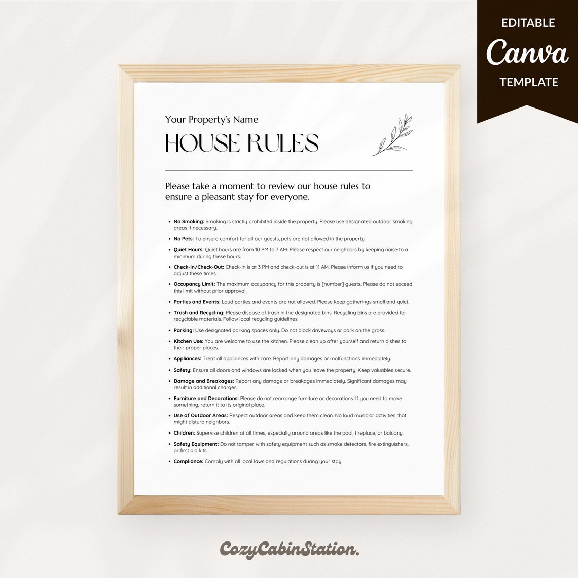 Airbnb House Rules Sign Template Short-term Rental House Rules Sign ...