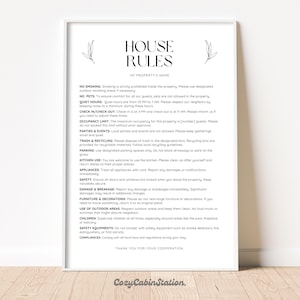 Airbnb House Rules Sign Template | Guest Information Sheet | Hotel ...