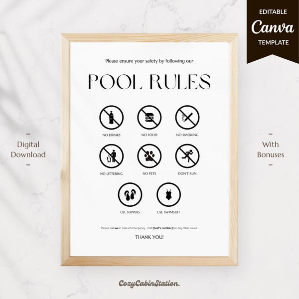 Pool Rules Sign - Etsy
