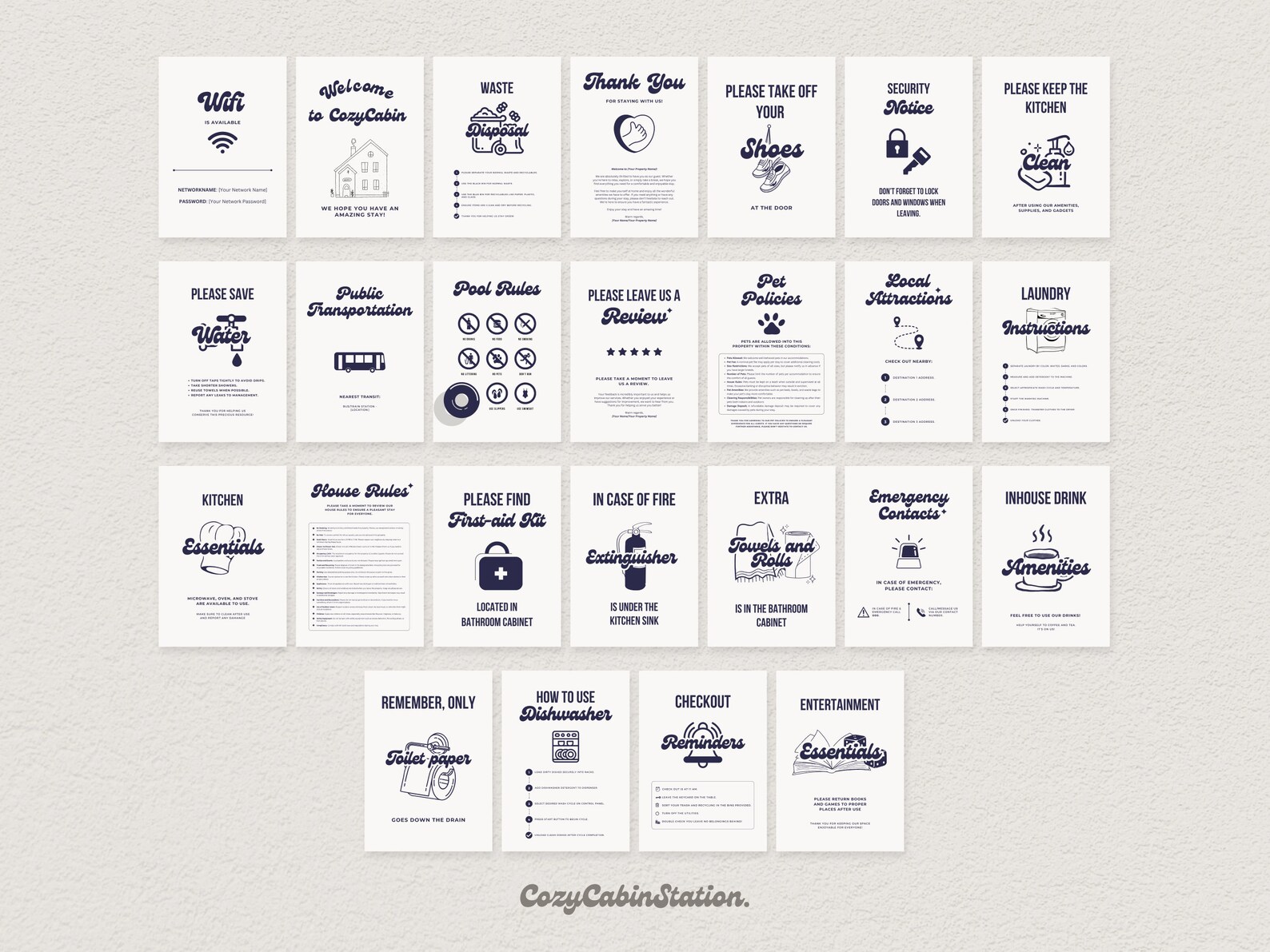 25 Modern Airbnb & Rental Hosting Signs Bundle Short-term Rental Signs ...