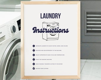 Laundry Sign Airbnb, Laundry Sign Instructions, Laundry Room Signs ...